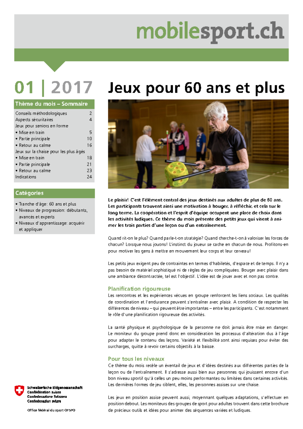 Sport senior - Séniors - 01 | 2017 Office fédéral du sport OFSPO ...