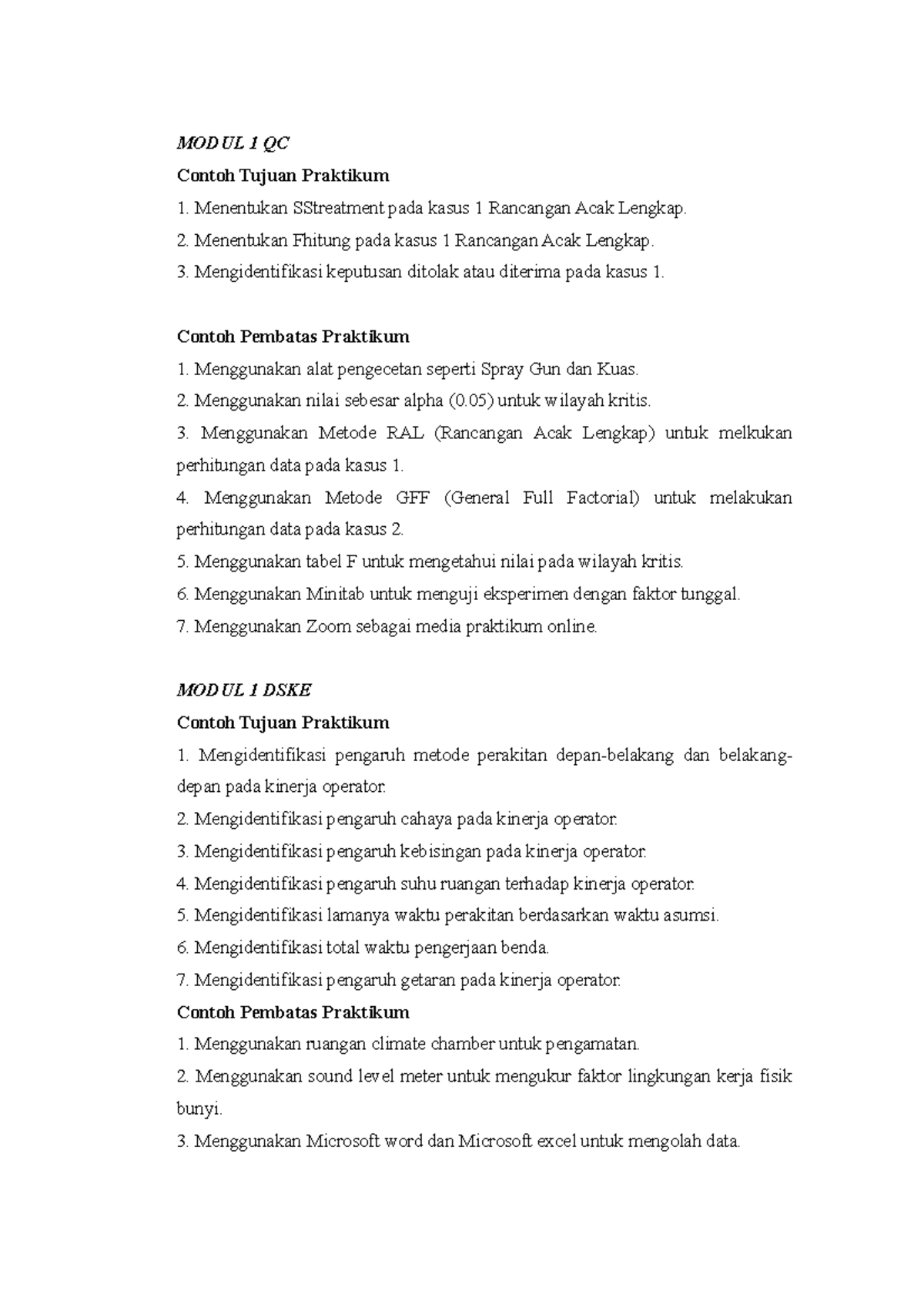 Contoh Tujuan DAN Pembatas Modul 1-8 PIM 2 - MODUL 1 QC Contoh Tujuan ...