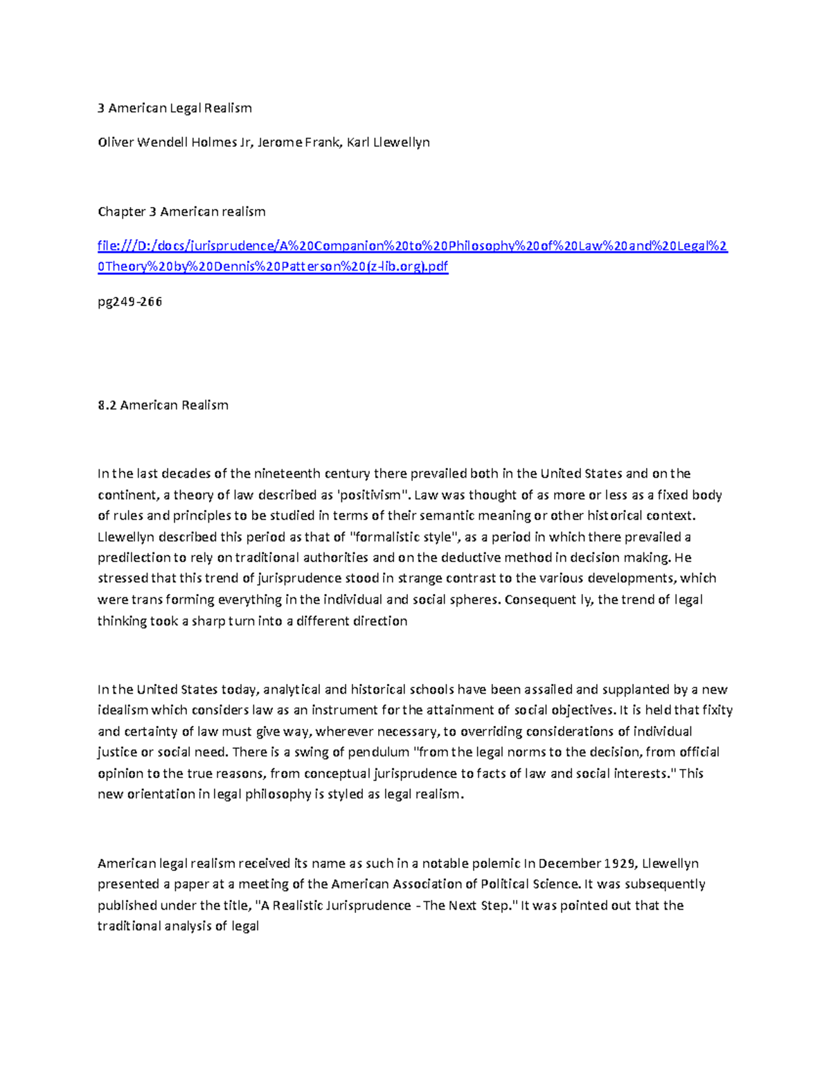 3 American Legal Realism - 3 American Legal Realism Oliver Wendell ...