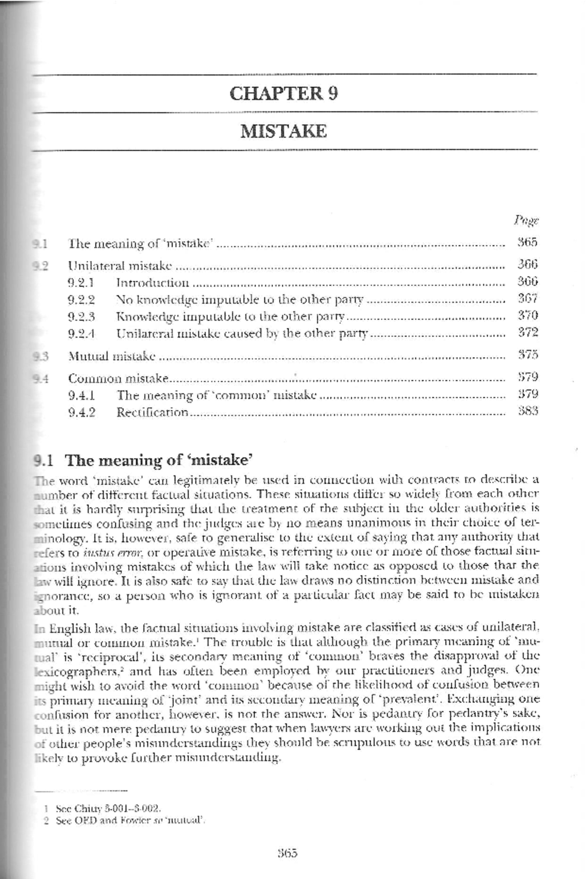 Chapter 9-Mistake - Introduction to contract law - Studocu