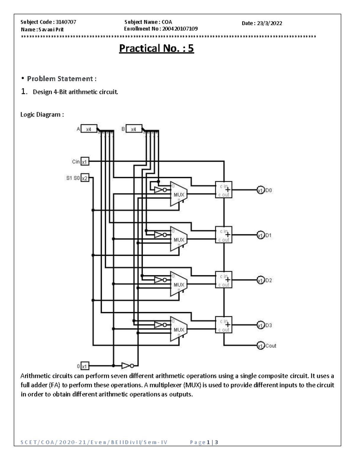 Microprocessor Practical 2 - Subject Code : 3140707 Name : Savani Prit ...