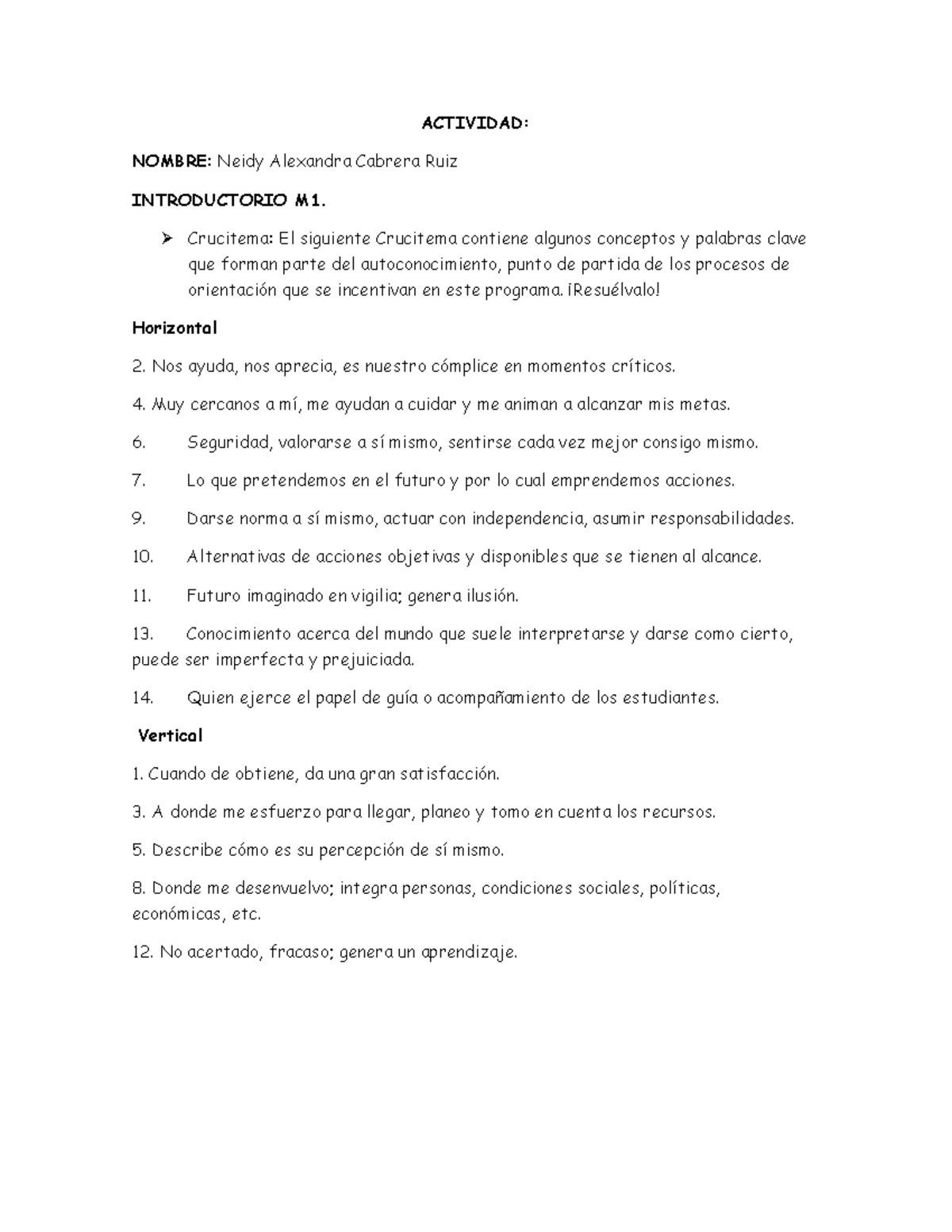 Crucitema Y Araña - TRABAJOS - ACTIVIDAD: NOMBRE : Neidy Alexandra ...