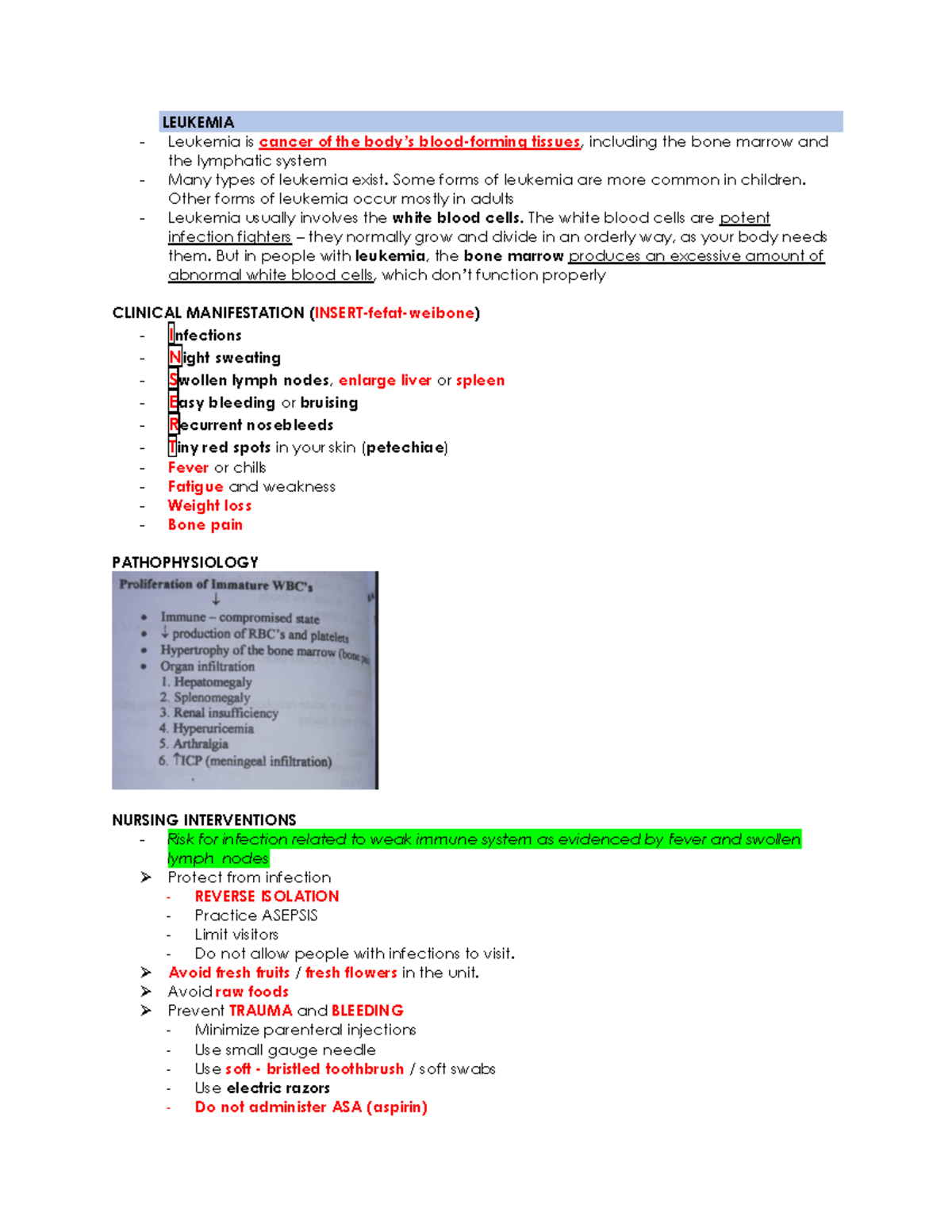 Leukemia - LEUKEMIA Leukemia is cancer of the body’s blood-forming ...