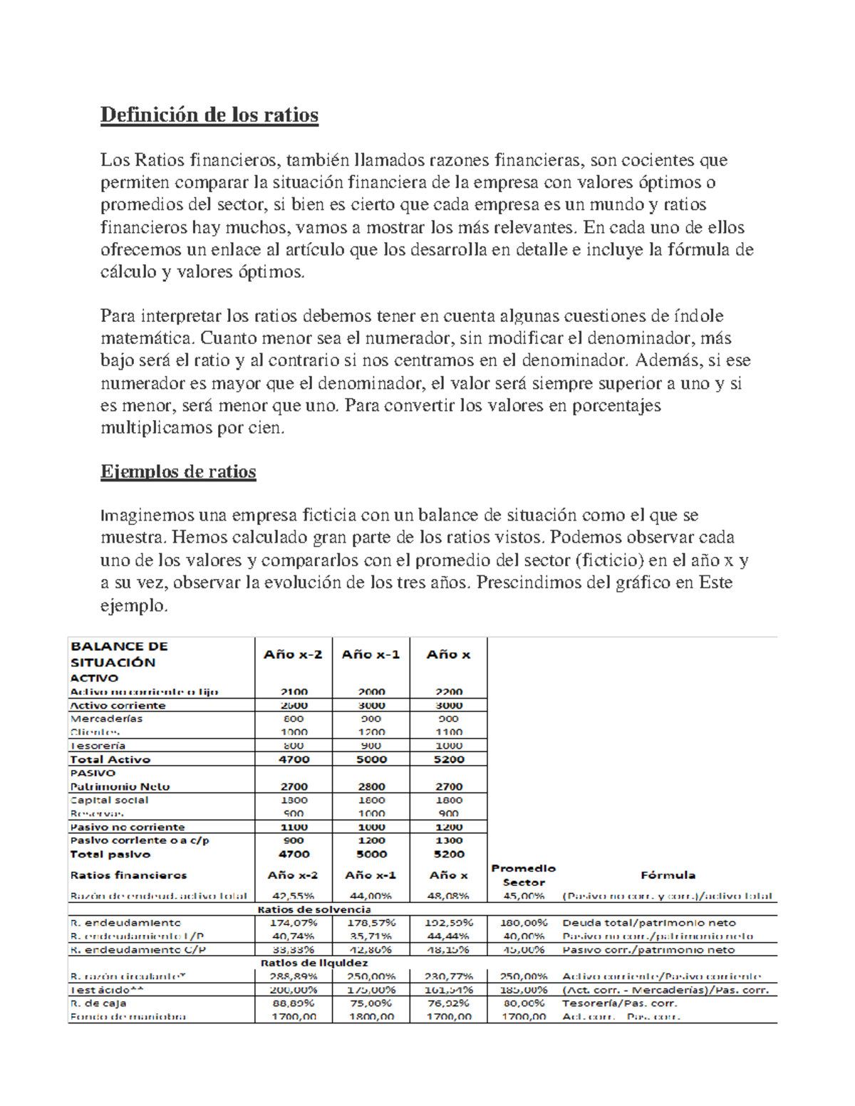 Definición de los ratios - Definición de los ratios Los Ratios ...