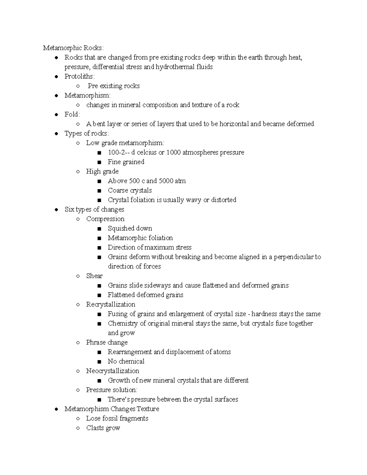 Metamorphic Rocks - Lecture notes 15 - Metamorphic Rocks: Rocks that ...