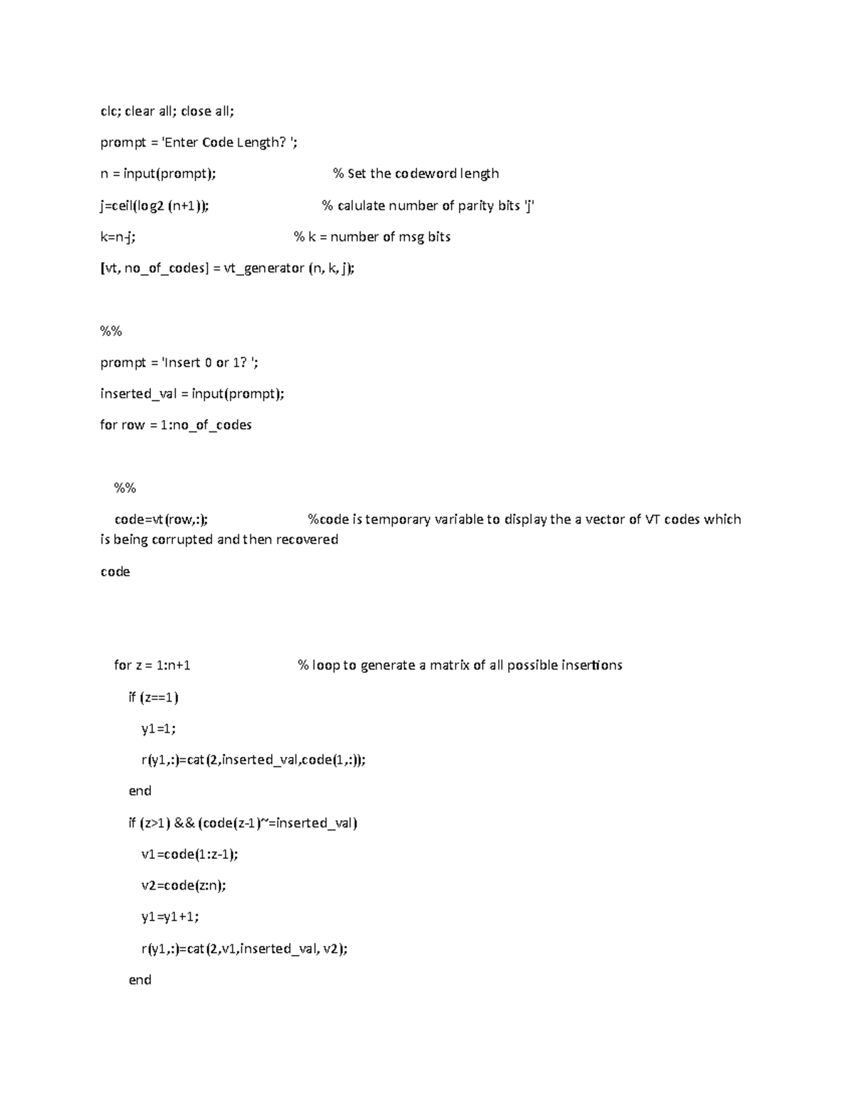 New Microsoft Word Document - clc; clear all; close all; prompt = 'Enter Code Length? '; n ...