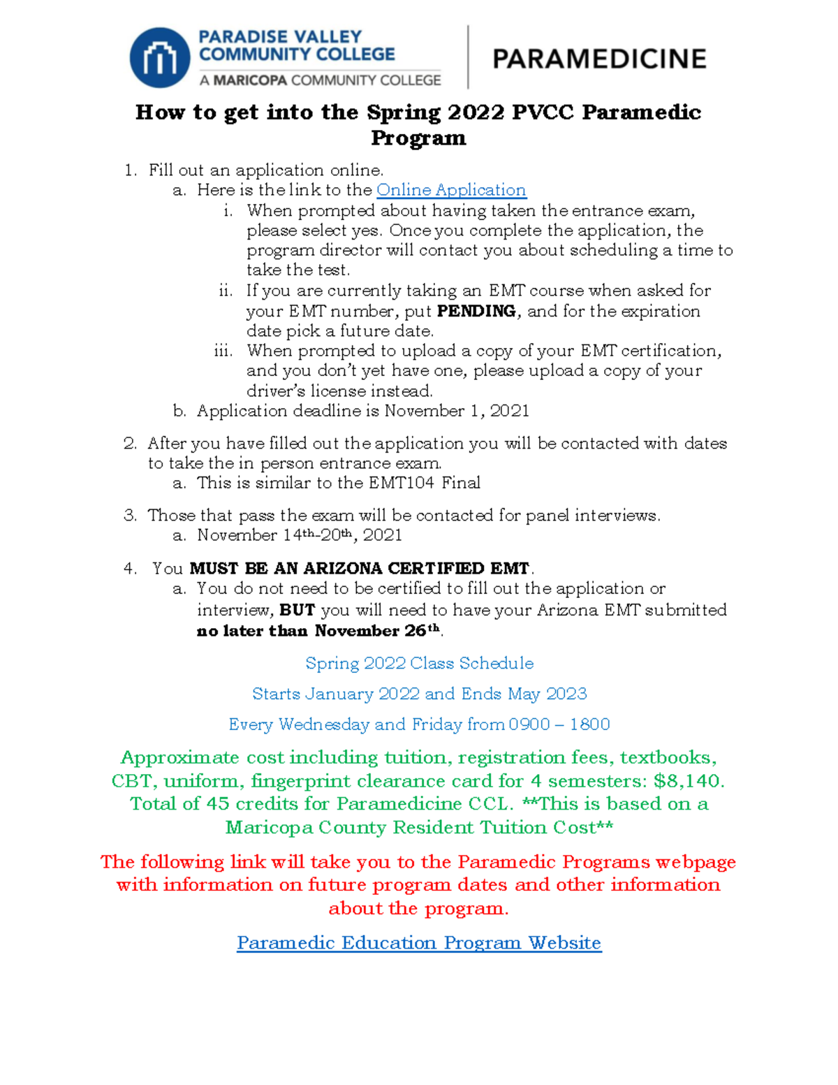 Paramedic Program Info-1 - How to get into the Spring 2022 PVCC ...