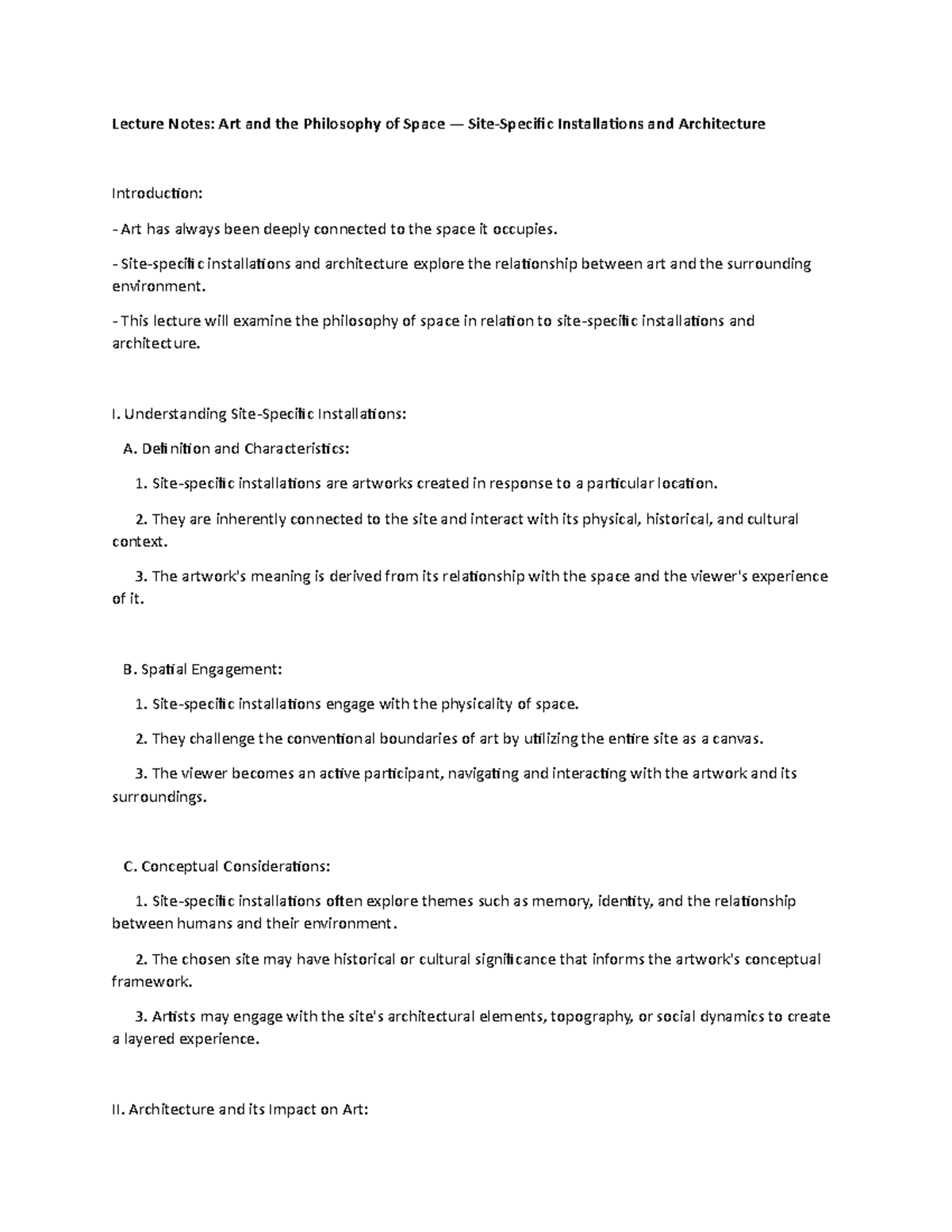 Lecture Notes: Art and the Philosophy of Space — Site-Specific ...