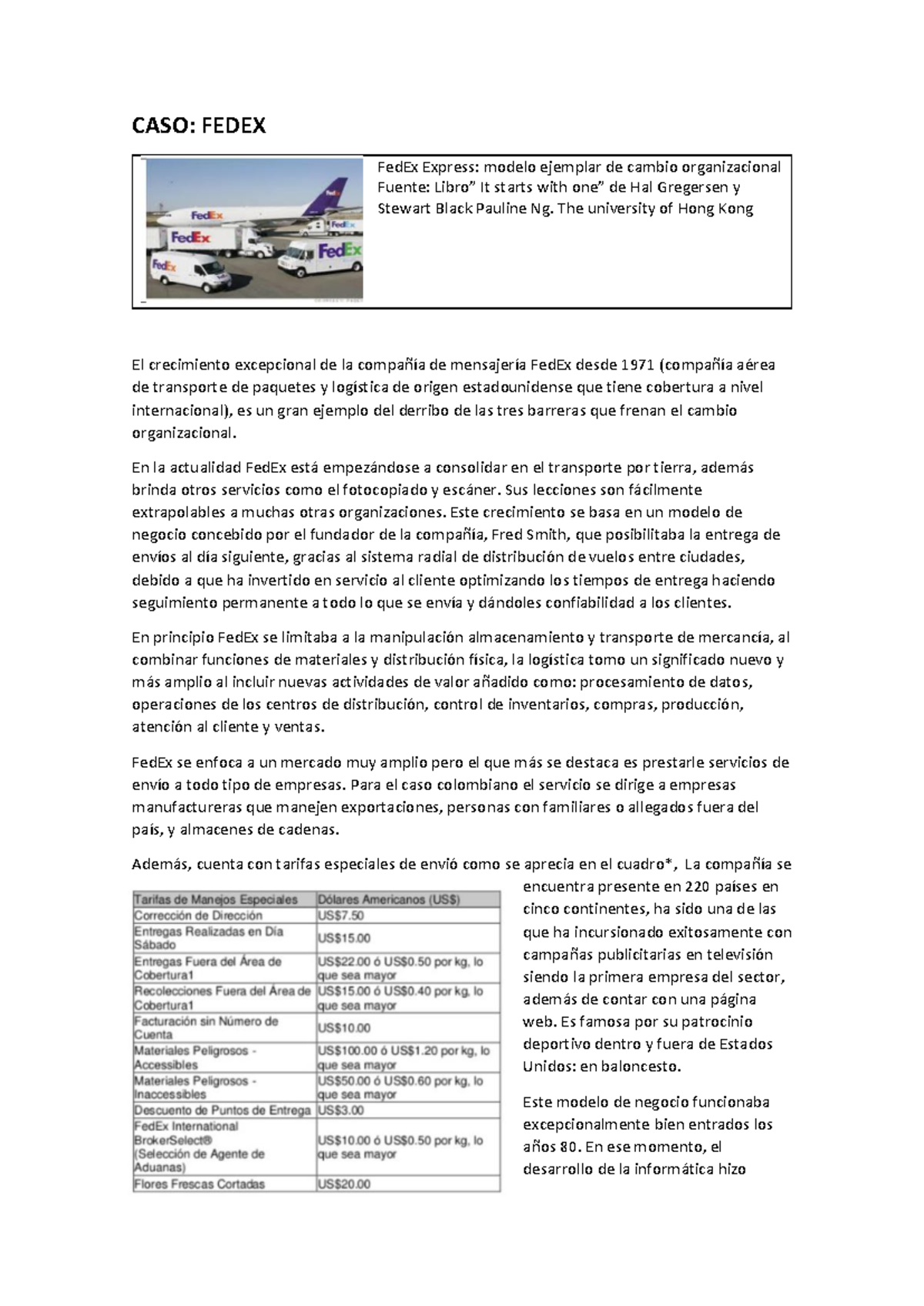 Caso Práctico 7 Fedex Sistemas de Información - CASO: FEDEX FedEx ...