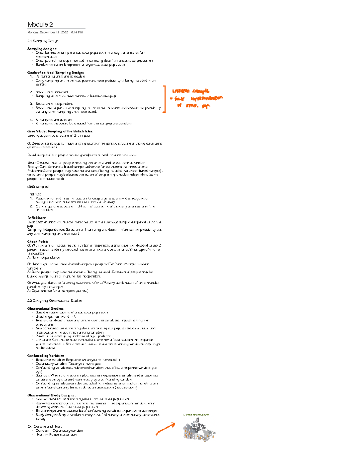Module 2 - Module 2 Monday, September 19, 2022 6:14 PM 2 Sampling Design Sampling designs ...