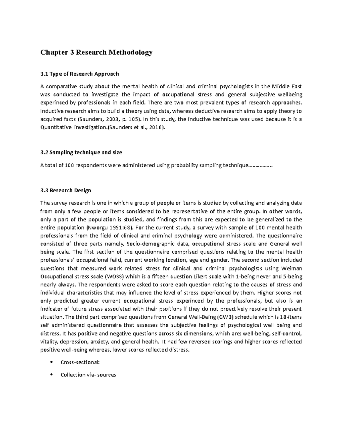Methodology and Data Analysis final - Chapter 3 Research Methodology 3 ...