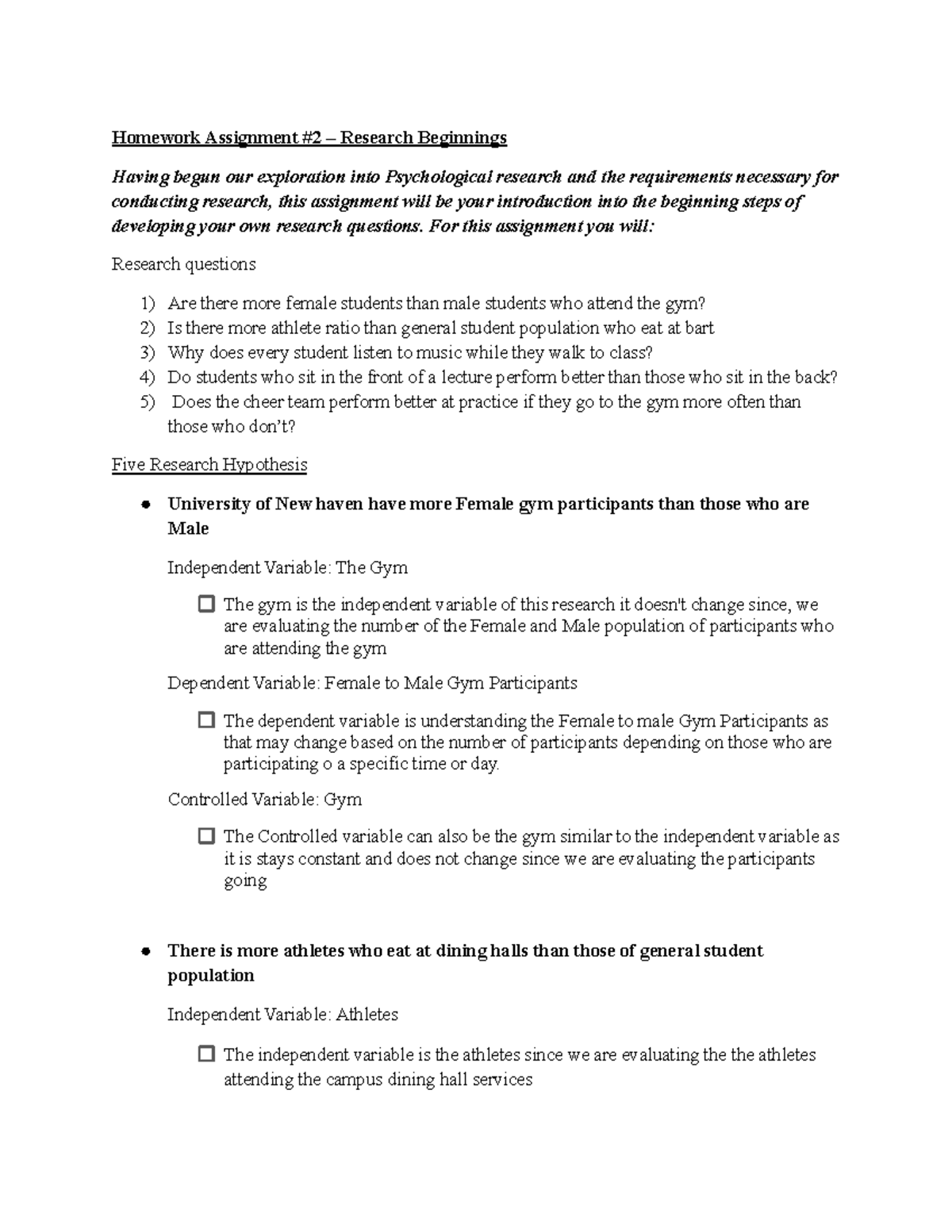 Research Methods Assignment - Homework Assignment #2 – Research ...