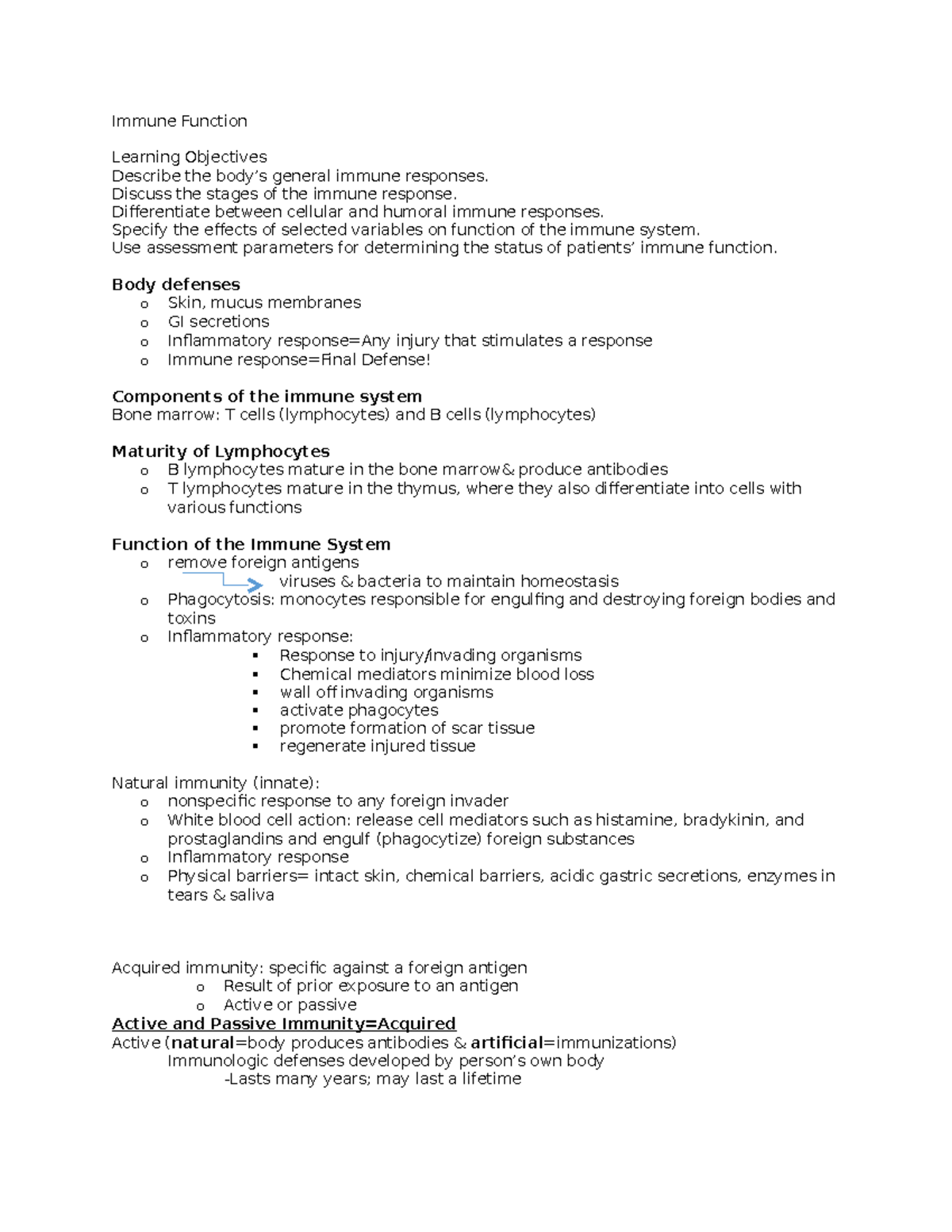 The Immune system - Immune Function Learning Objectives Describe the ...