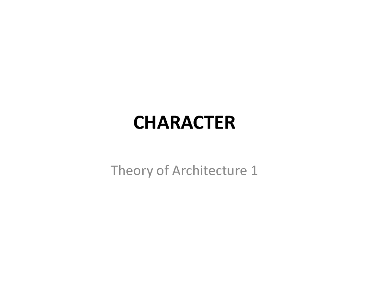 Character-TOA1 - Summary Understanding Architecture: an Introduction to ...