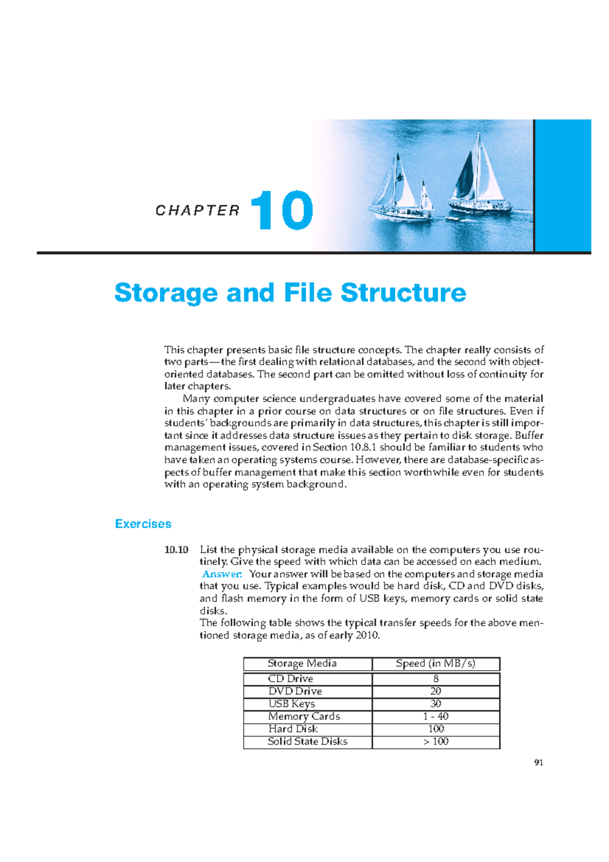 Answer To Database System Concepts C H A P T E R 10 Storage And File Structure This Chapter
