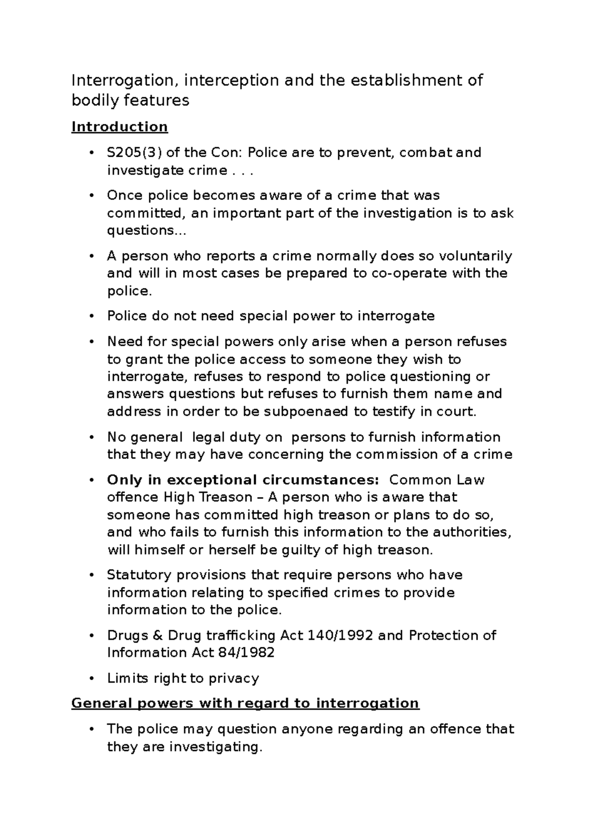 Topic 7 Interrogation - Notes on Interogation - Interrogation ...