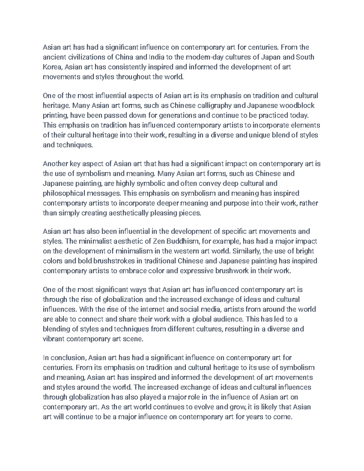 How has Asian art influenced contemporary art - Asian art has had a ...