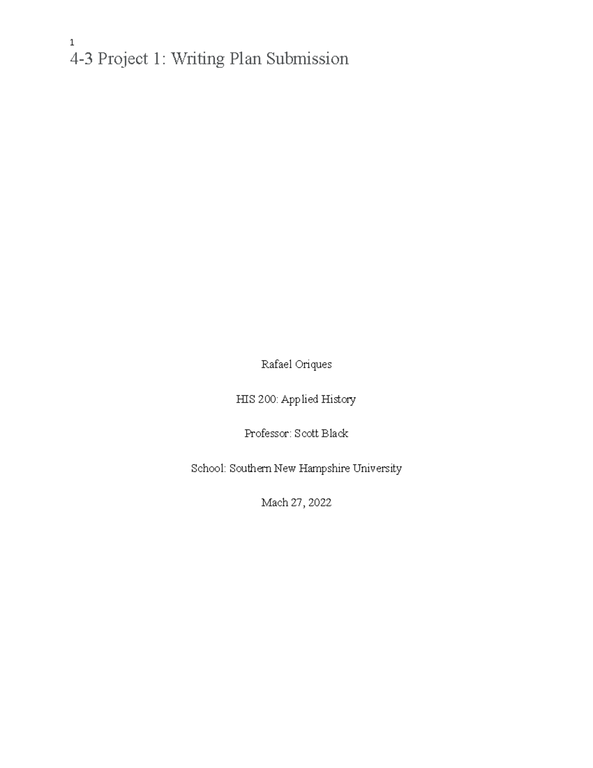 4-3 Project 1- Writing Plan Submission - 4-3 Project 1: Writing Plan ...