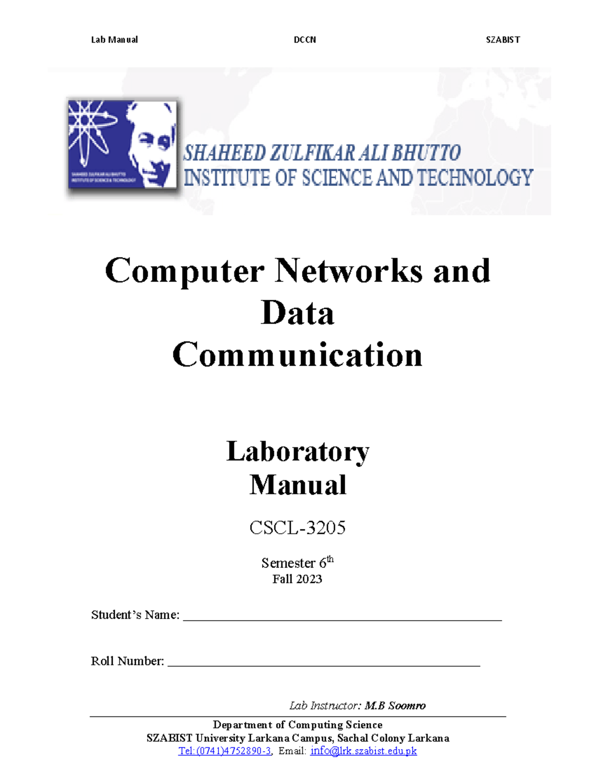 Dccn Lab Manual Lab Manual Dccn Szabist Computer Ne Twor Ks And Data Communication Laboratory