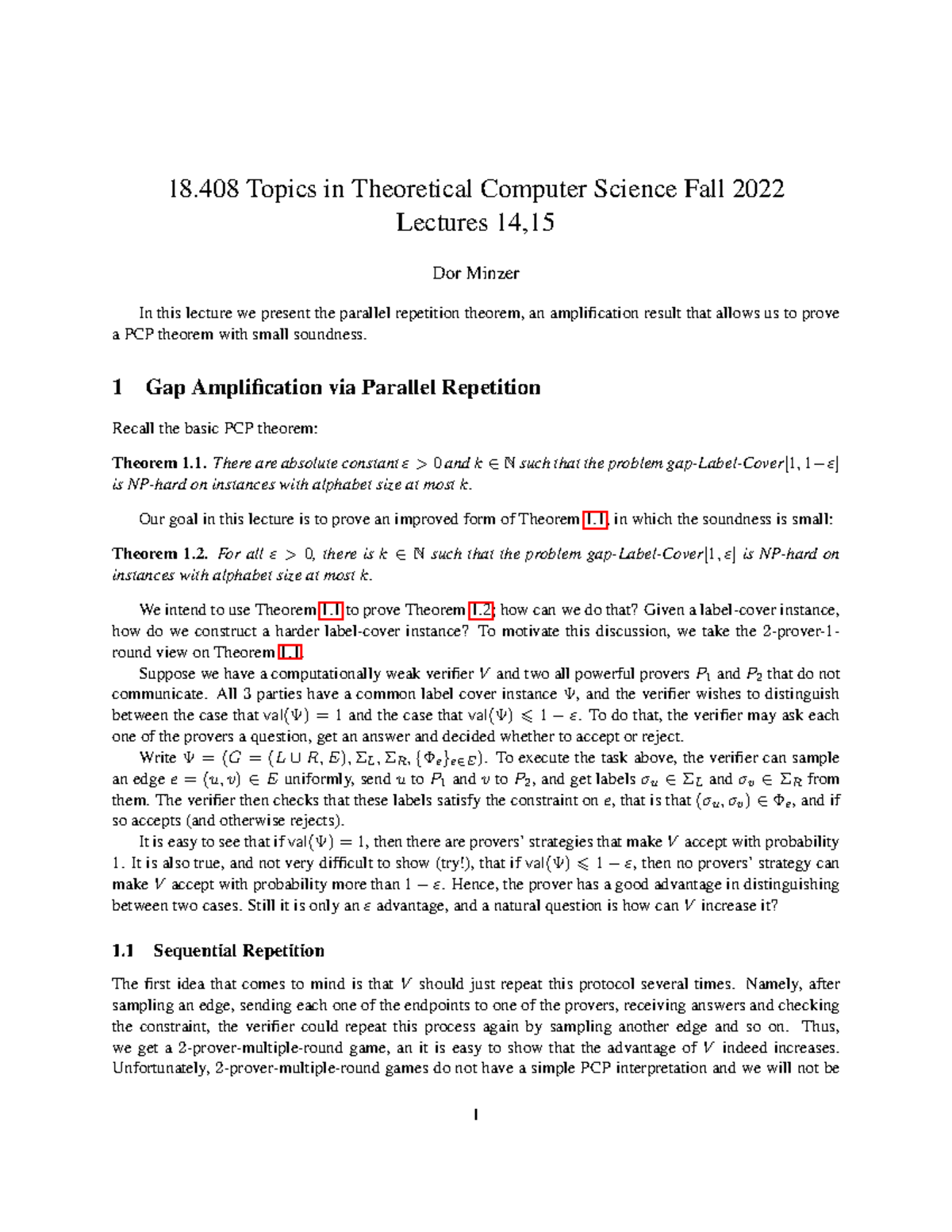 Topics In Theoretical Computer Science Lecture 14 18 Topics In Theoretical Computer Science