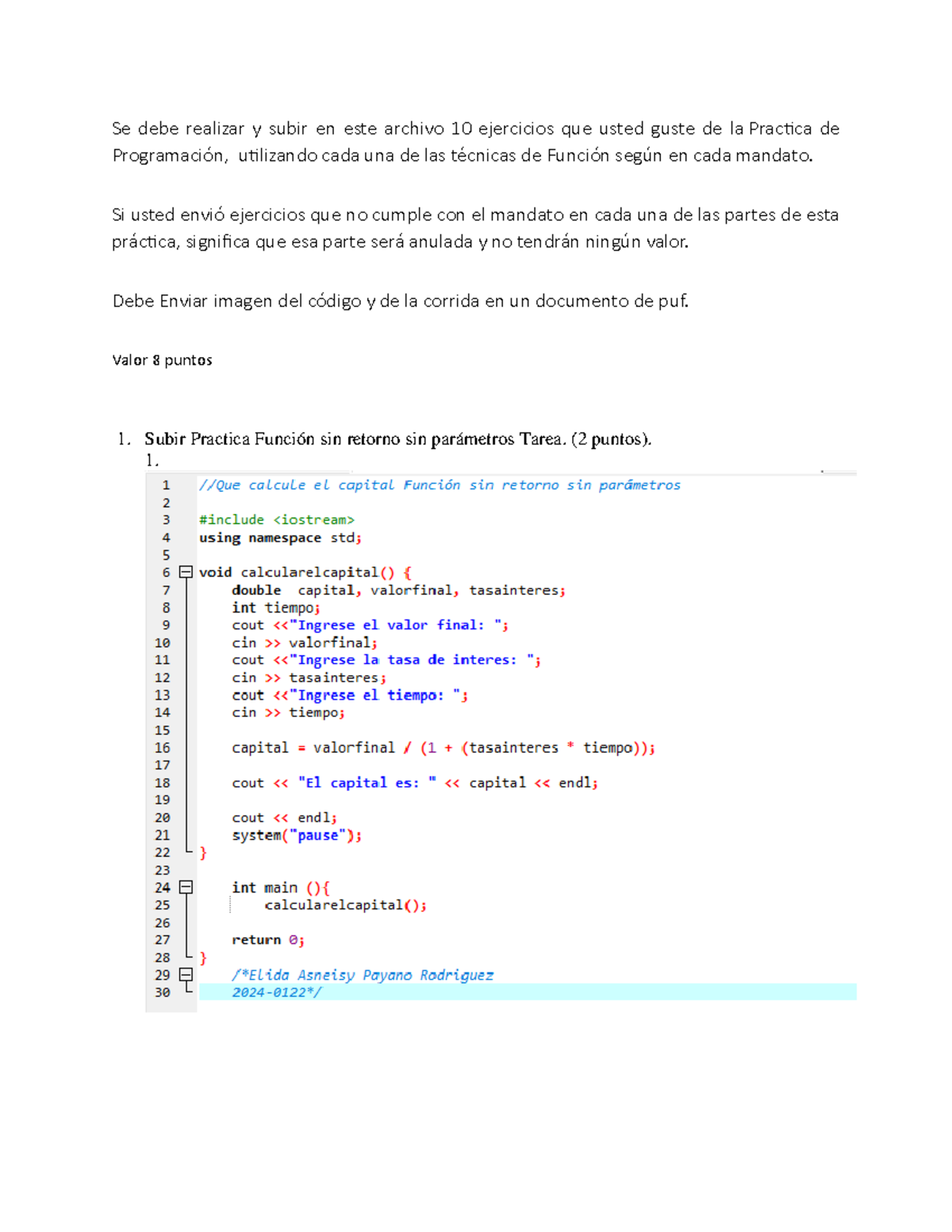Practica sobre funciones-Fundamentos de programacion - Se debe realizar ...