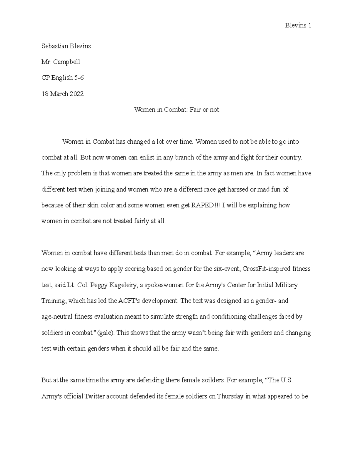 your mom's house daddy - Blevins 1 Sebastian Blevins Mr. Campbell CP ...