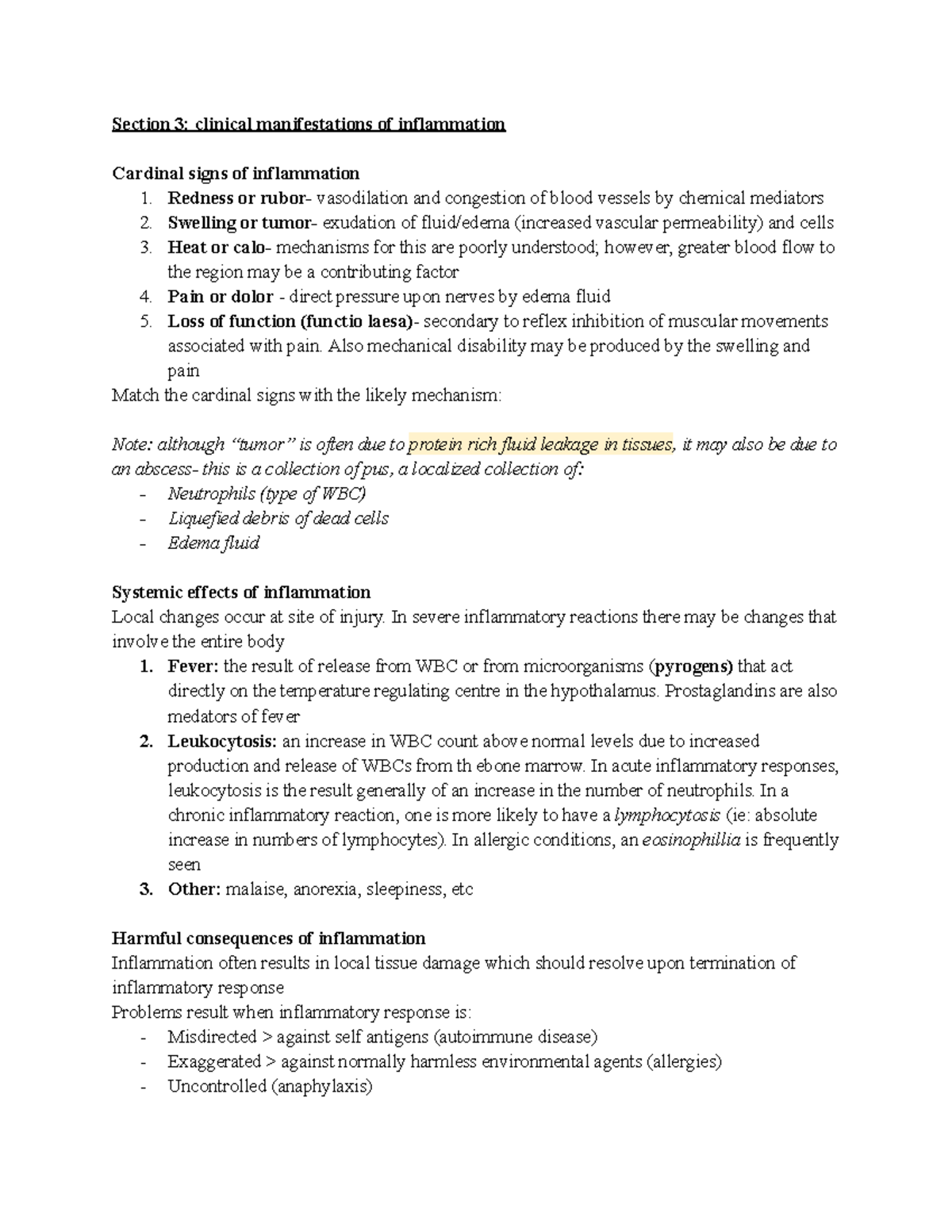 Inflammation and repair clinical manifestations of inflammation and ...