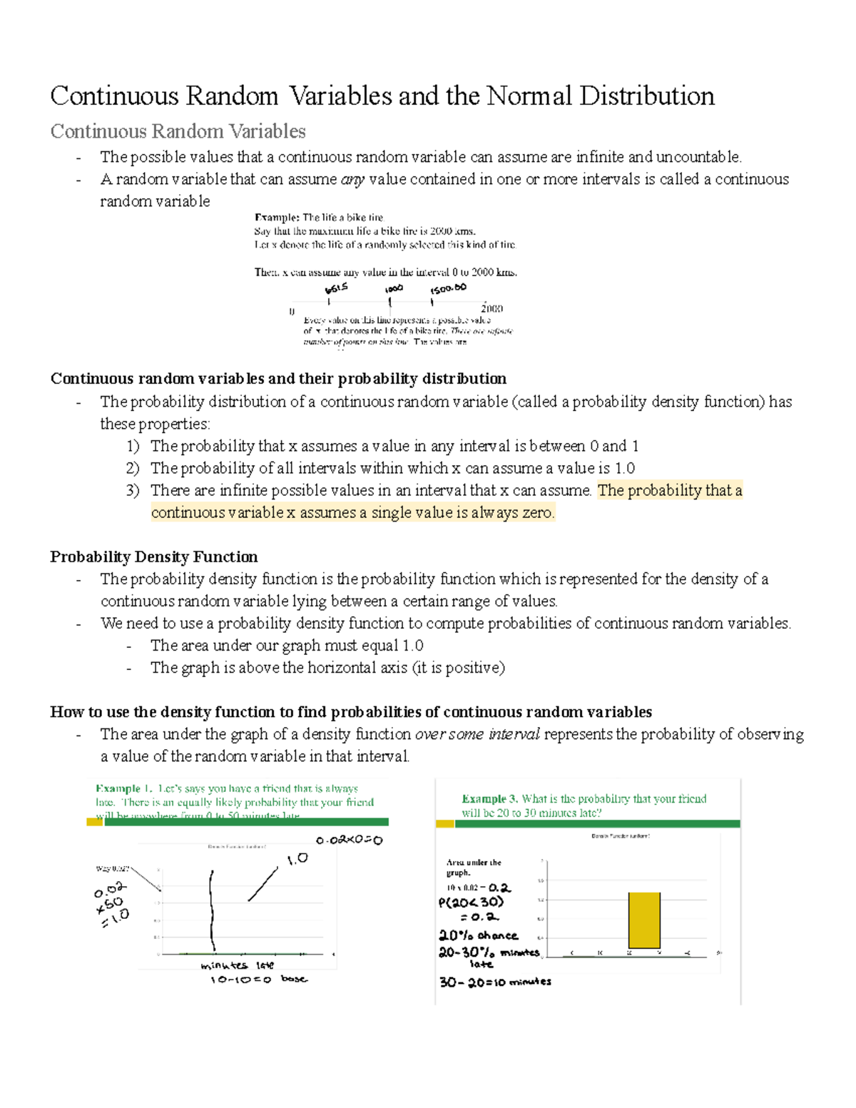 PLSC 214 Topic 7 (redone) - Continuous Random Variables and the Normal Distribution Continuous ...