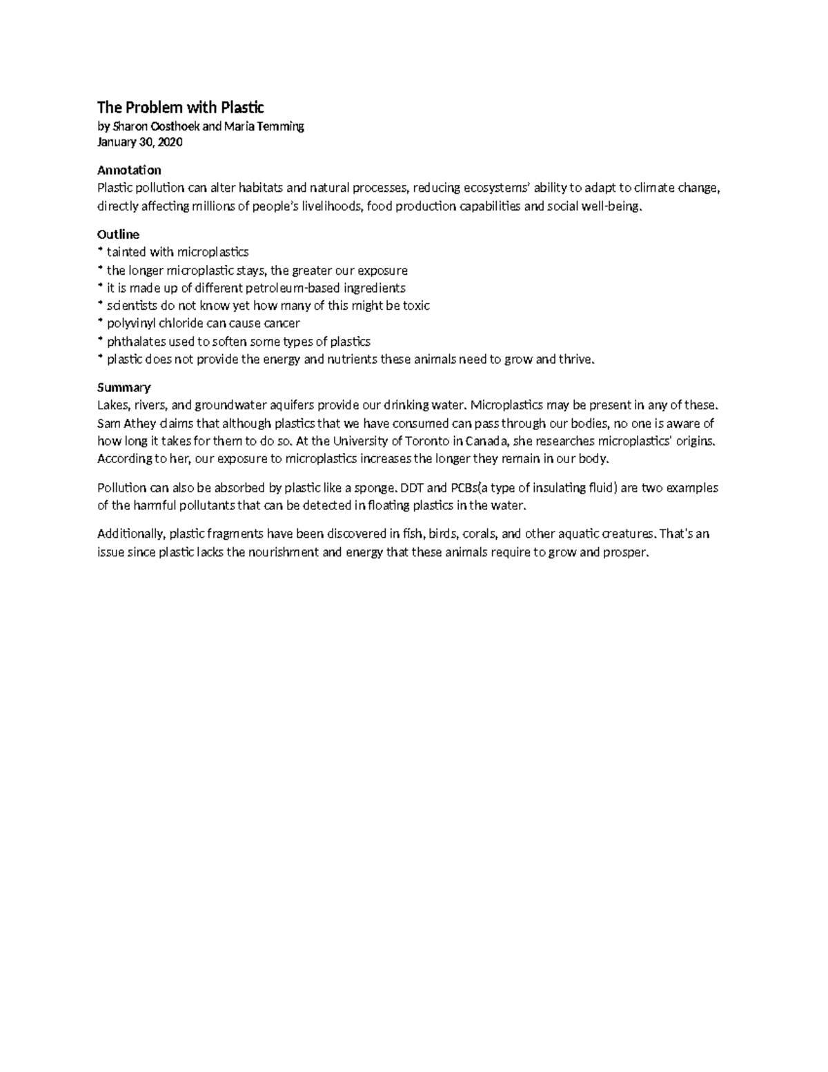 The Problem with Plastic - ACB - The Problem with Plastic by Sharon ...