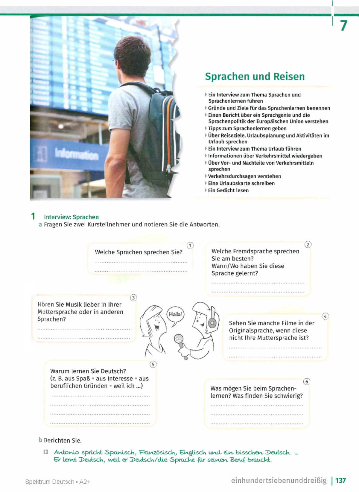 Spektrum Deutsch A2plus KB und AB kap 7 3 - 1 Interview: Sprachen ...
