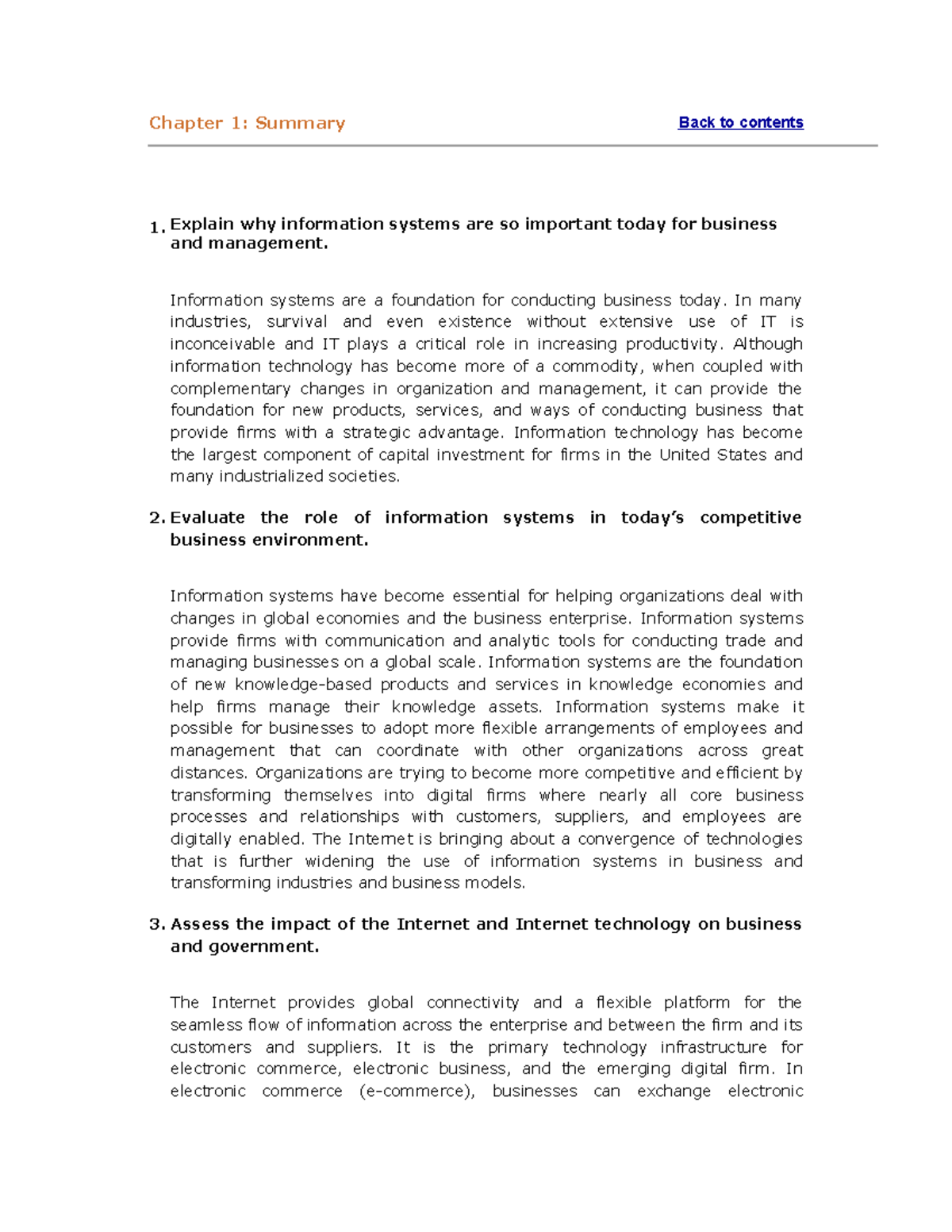 Competence - Good - Chapter 1: Summary Back to contents 1. Explain why ...