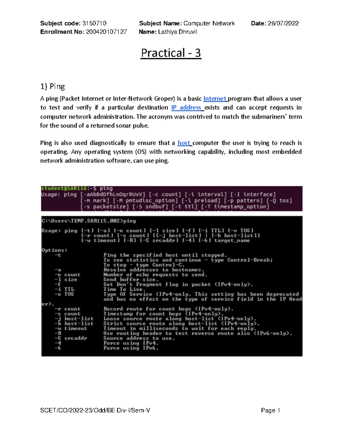 repeater in computer network - Enrollment No: 200420107127 Name ...