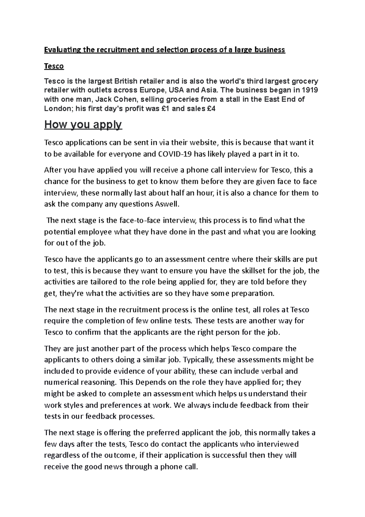 Recruitment assignment unit 64574 - Evaluating the recruitment and ...