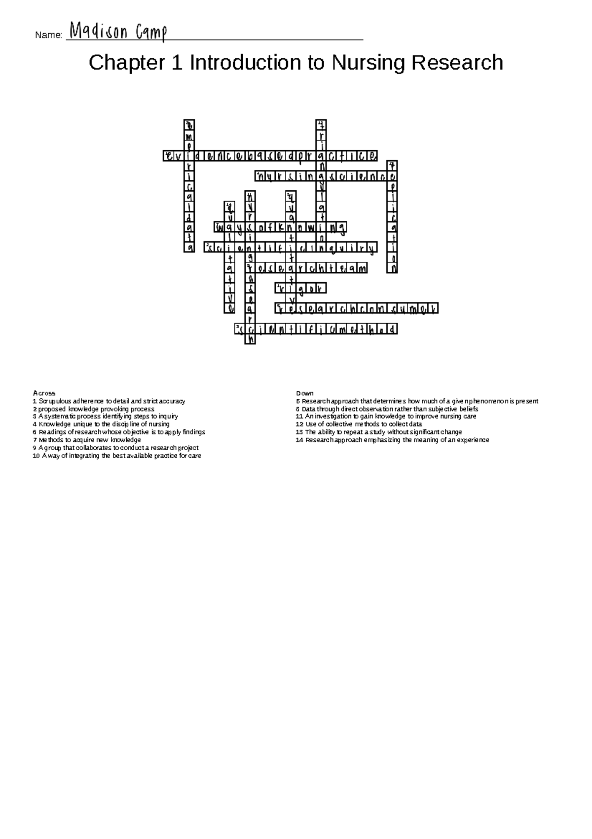 Blank cross word puzzle - Across 1 Scrupulous adherence to detail and ...