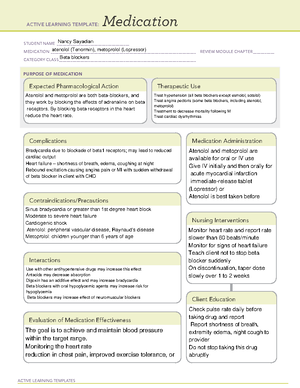 Atorvastatin - ATI Meds for cardio - ACTIVE LEARNING TEMPLATES ...