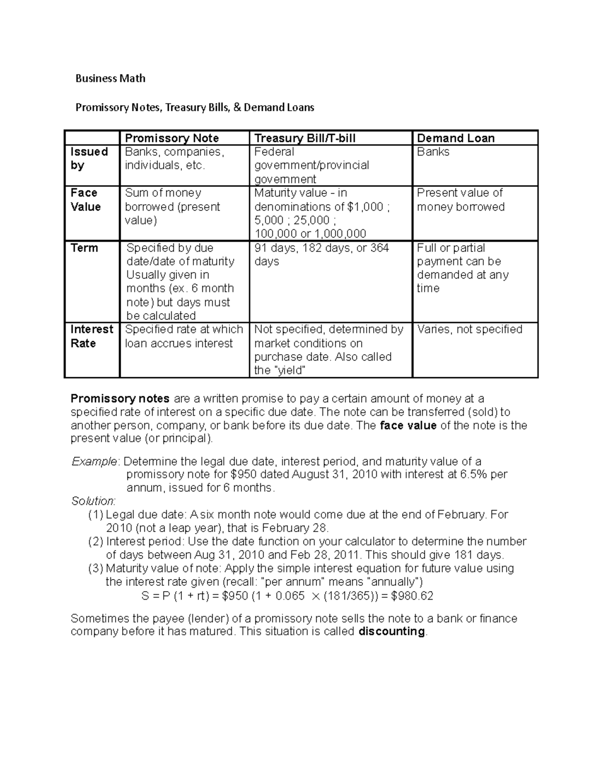 Bills and Loans - This is coursework for Business Math. The worksheet ...