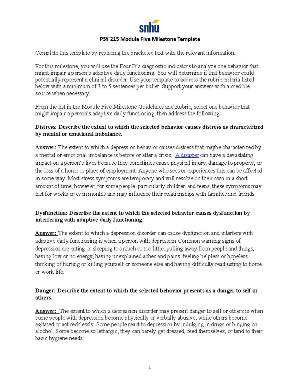 5-2 Module Five Milestone - For this milestone, you will use the Four D ...