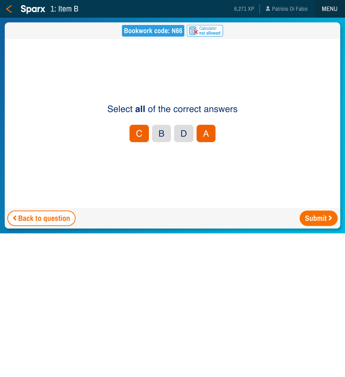 Sparx Maths - He d - Select all of the correct answers C B D A ...