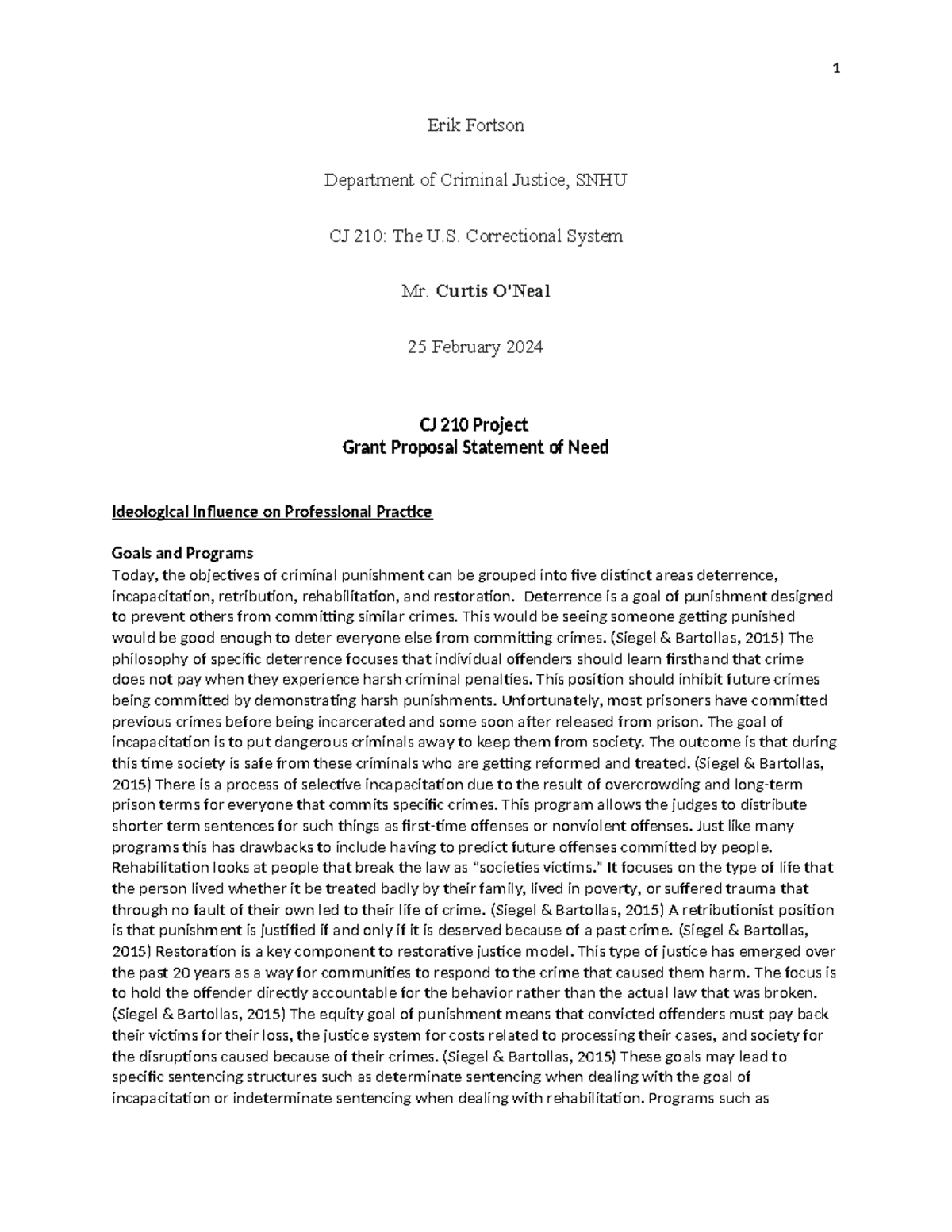 CJ 210 Project - Erik Fortson Department of Criminal Justice, SNHU CJ ...