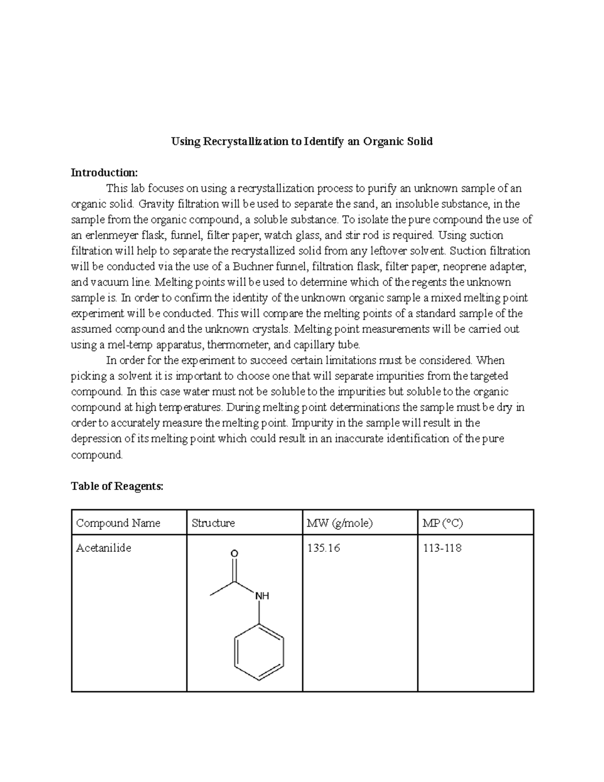 Recrystalization Lab - Madison Wiklund mmw 13 September 2022 Using ...