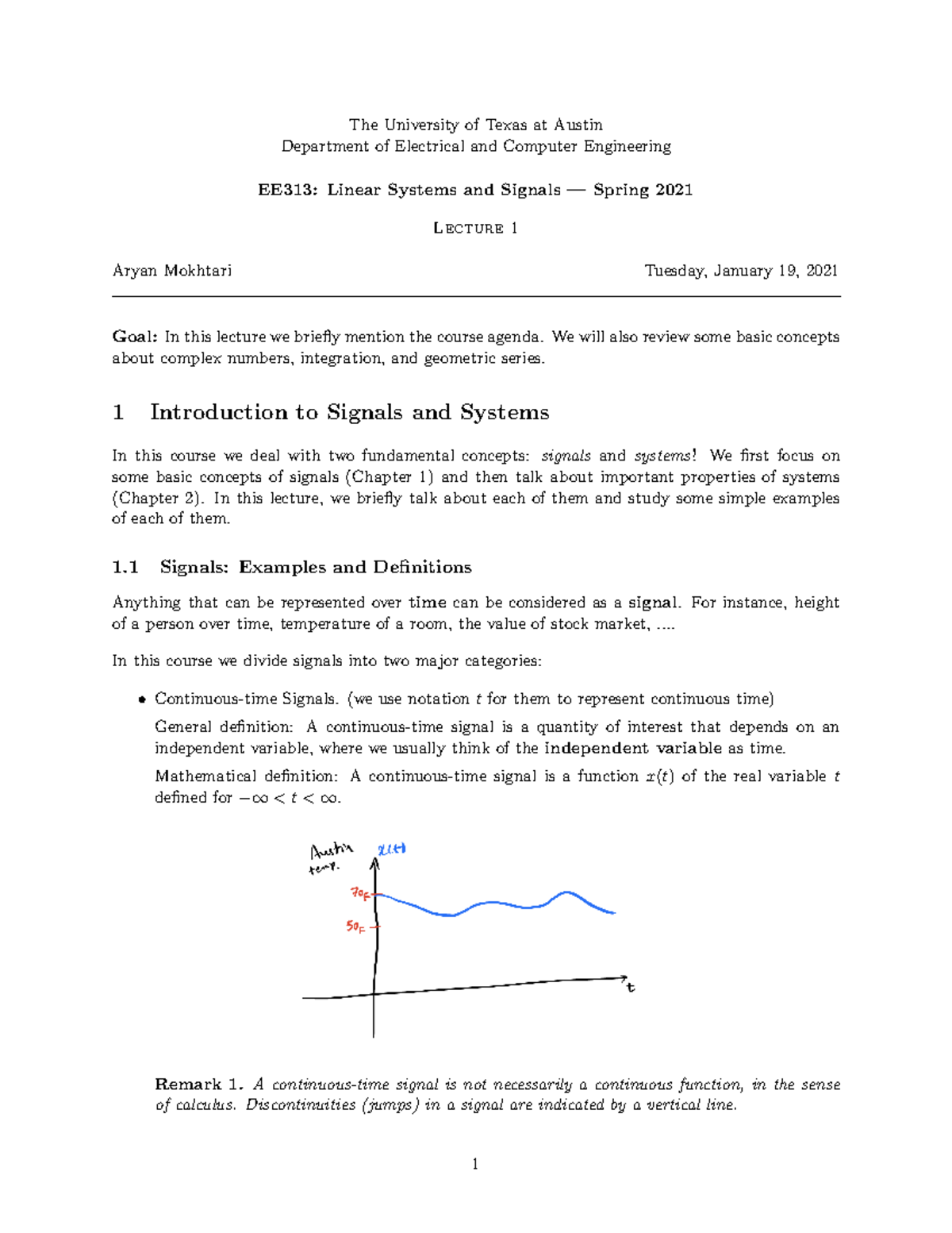 Linear Systems and Signals Lecture 1 - Studocu