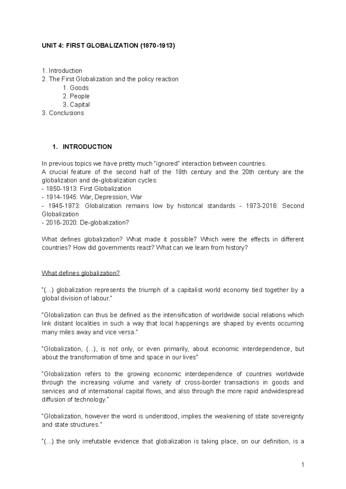 (4) Economic History First Globalization - UNIT 4: FIRST GLOBALIZATION ...