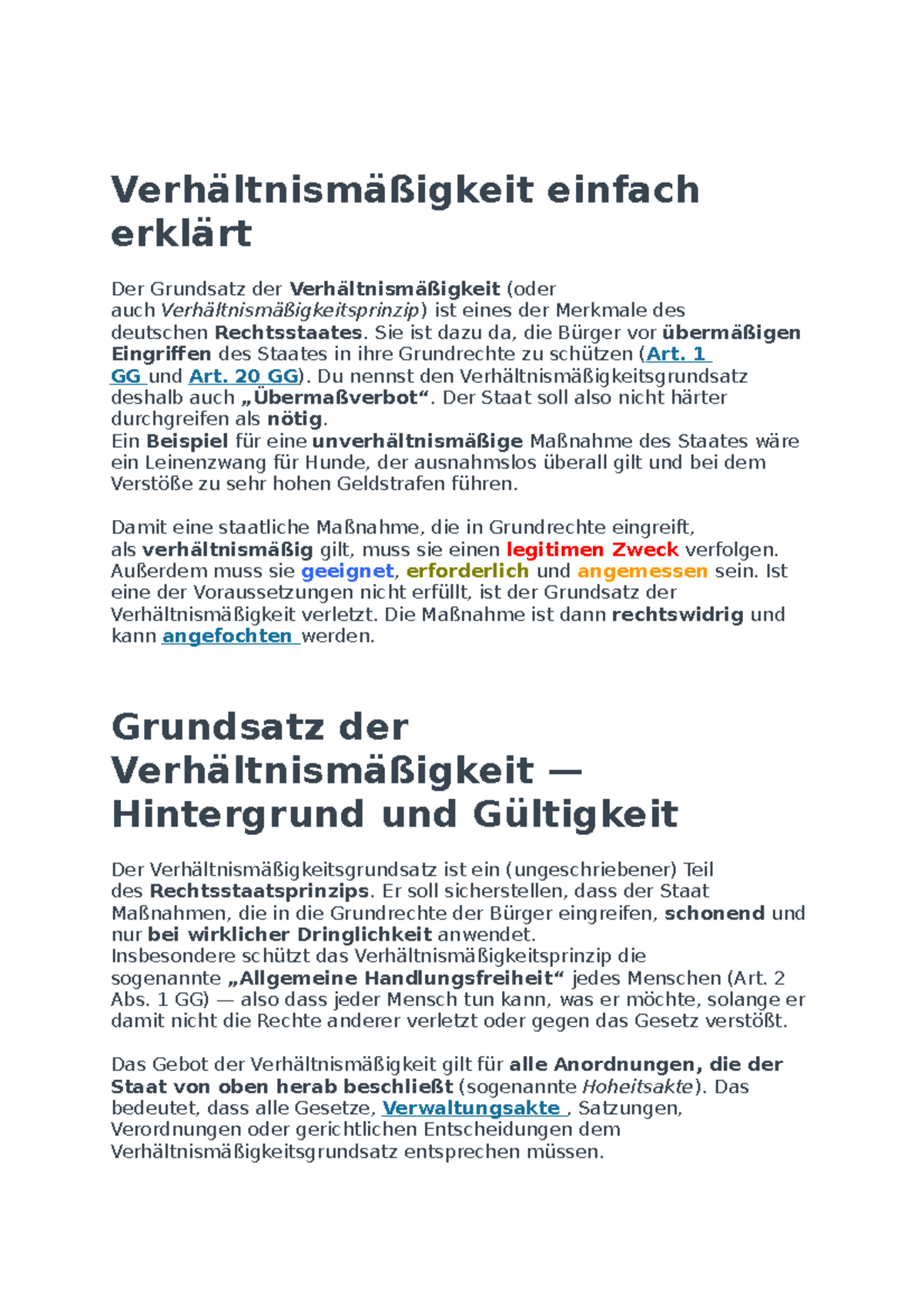 Verhältnismäßigkeit einfach erklärt - Verhältnismäßigkeit einfach ...