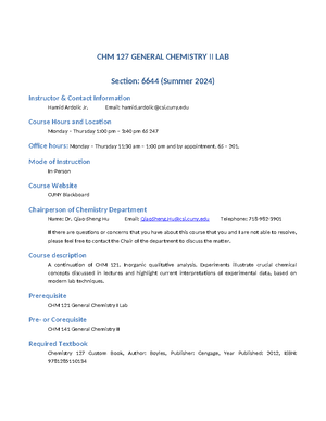 CHM+127+Experiment+3+Lab+Report - CHM 127 (Section 13441) Experiment 3 ...