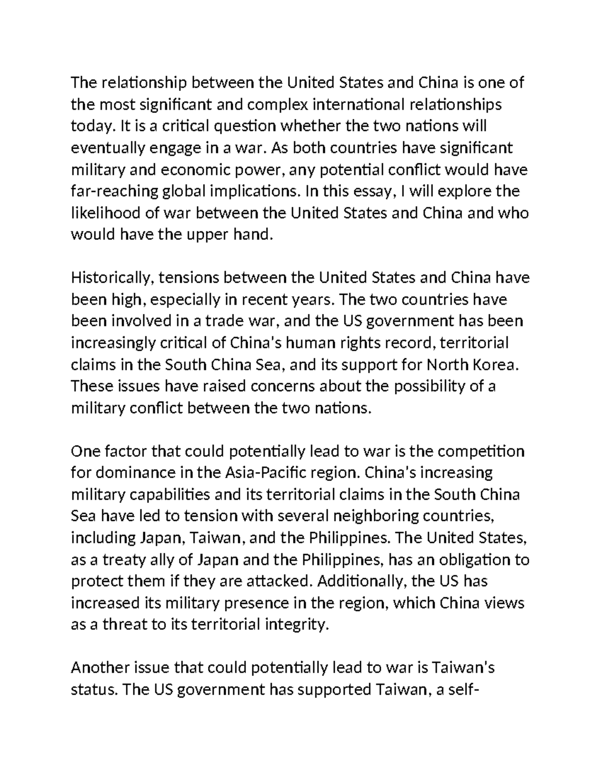 The relationship between the United States and China is one of the most ...