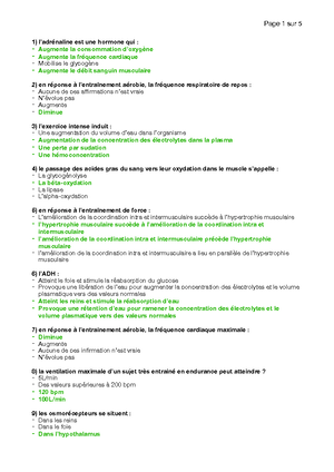 L1 Physio Annales 2020-2021 corrigé - Licence 1 STAPS : Physiologie Fondamentale M. Morel Durée ...