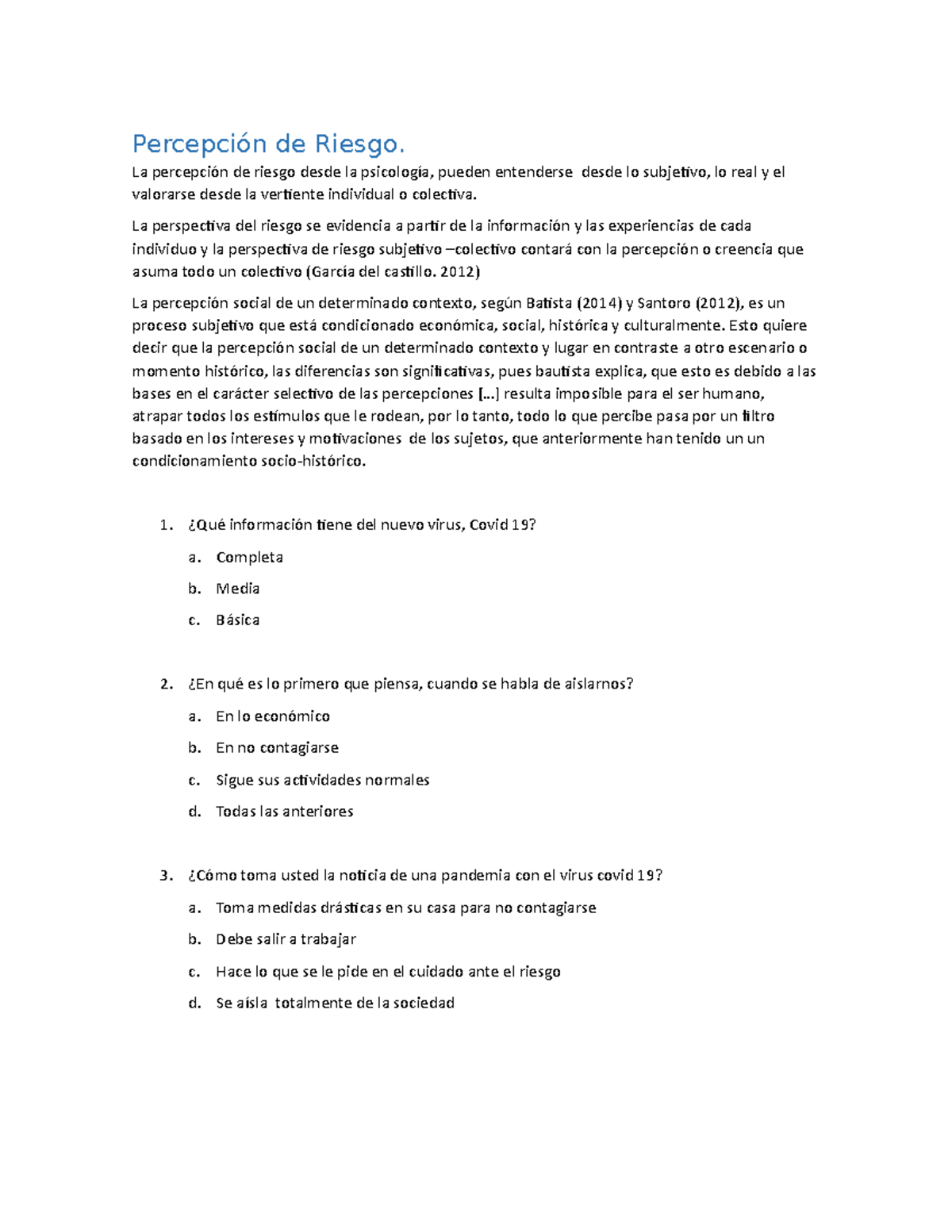 Percepción de Riesgo y gestal - Percepción de Riesgo. La percepción de ...