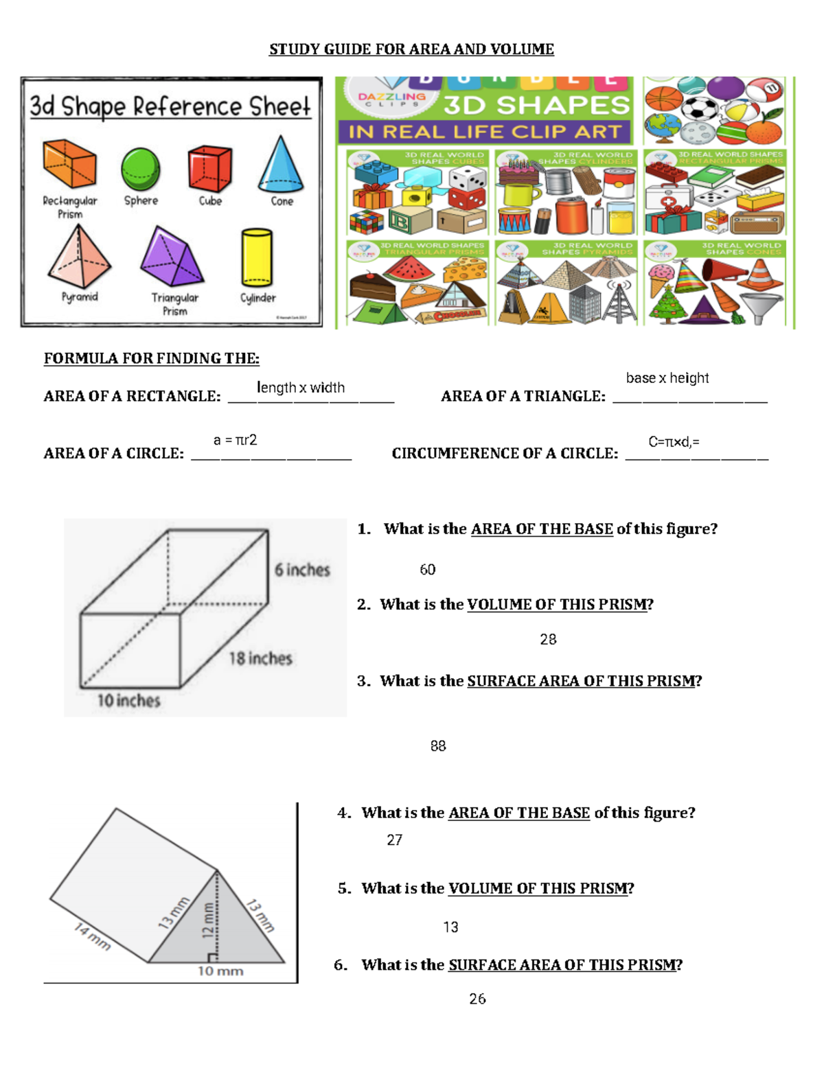 Kami Export - Ruben Vermishyan - Study Guide FOR AREA AND Volume ...