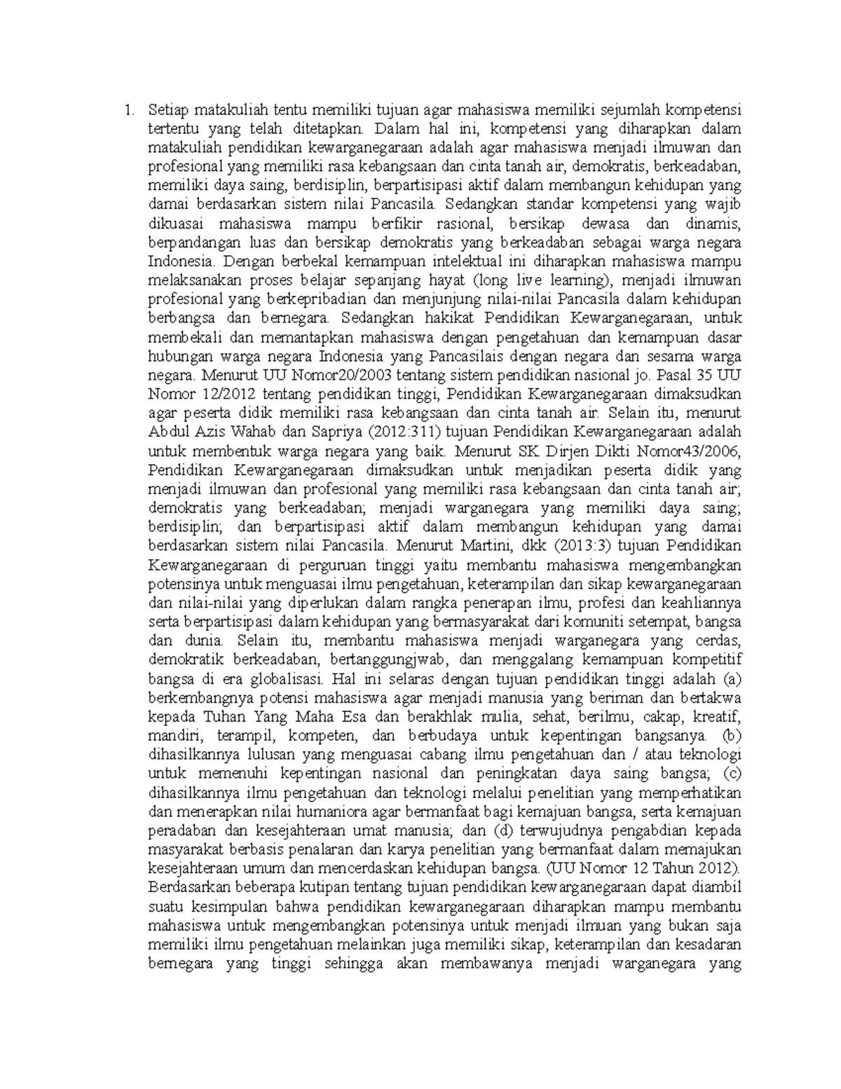 Pkn - ddsdd - Setiap matakuliah tentu memiliki tujuan agar mahasiswa ...