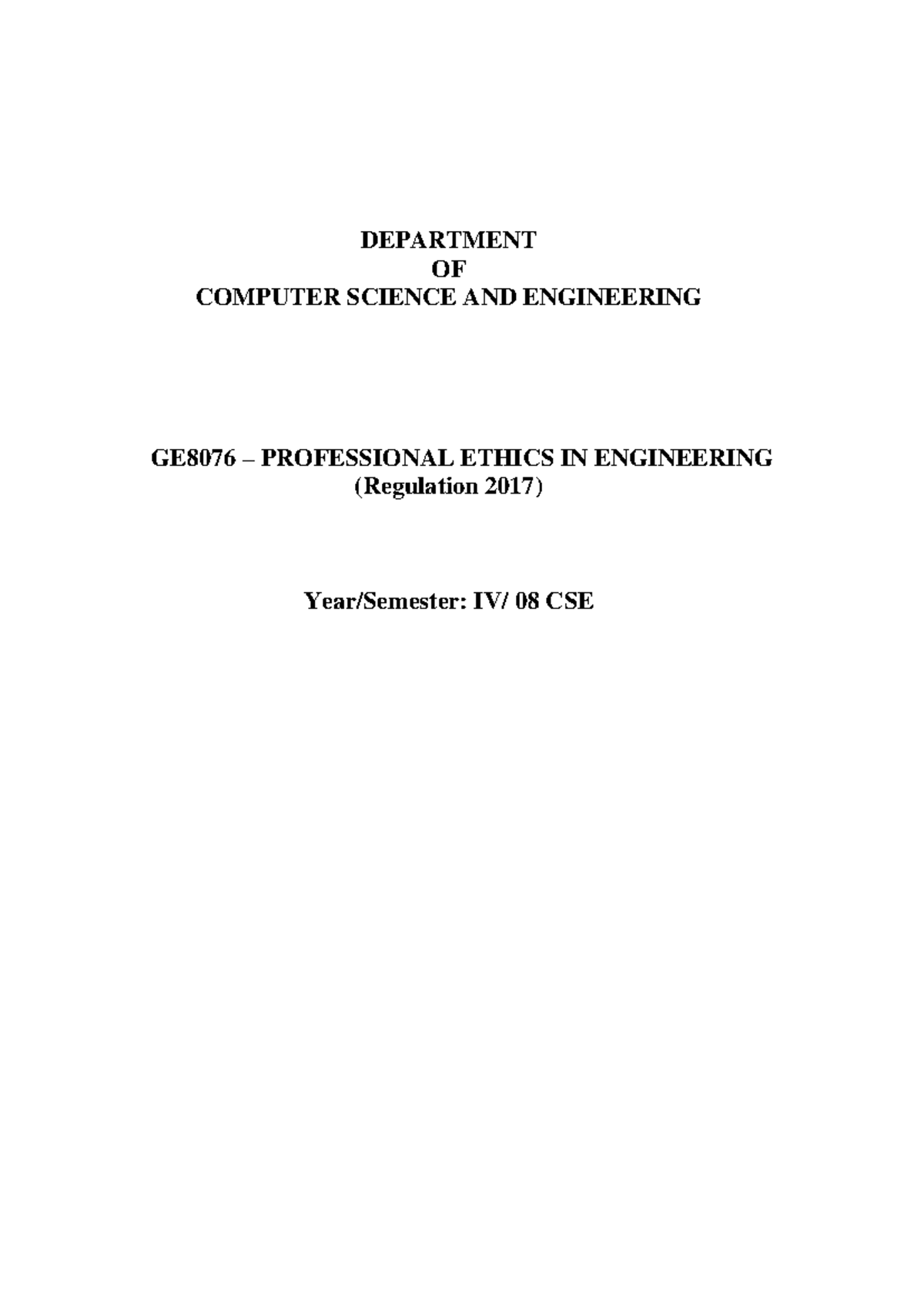 171 - DEPARTMENT OF COMPUTER SCIENCE AND ENGINEERING GE8076 ...